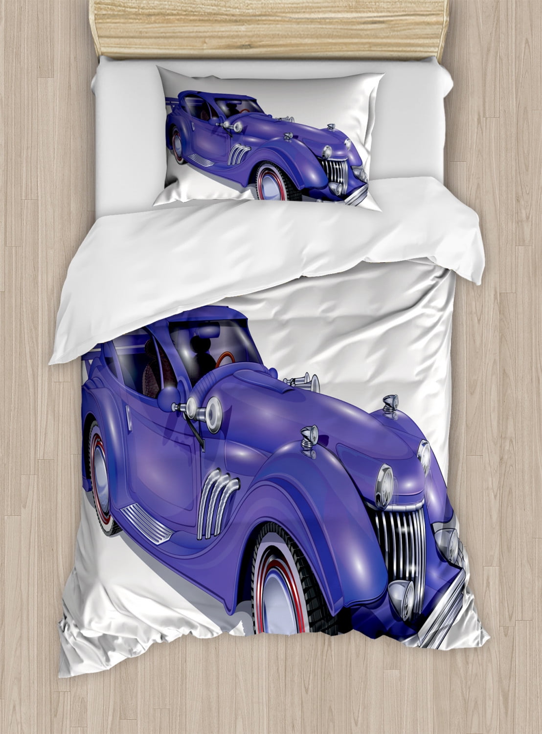 Cars Duvet Cover Set Twin Size, Custom Vehicle with Aerodynamic Design ...