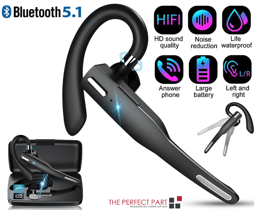 Trucker Wireless Headset Bluetooth 5.1 Earpiece Dual Mic Earbud Noise ...