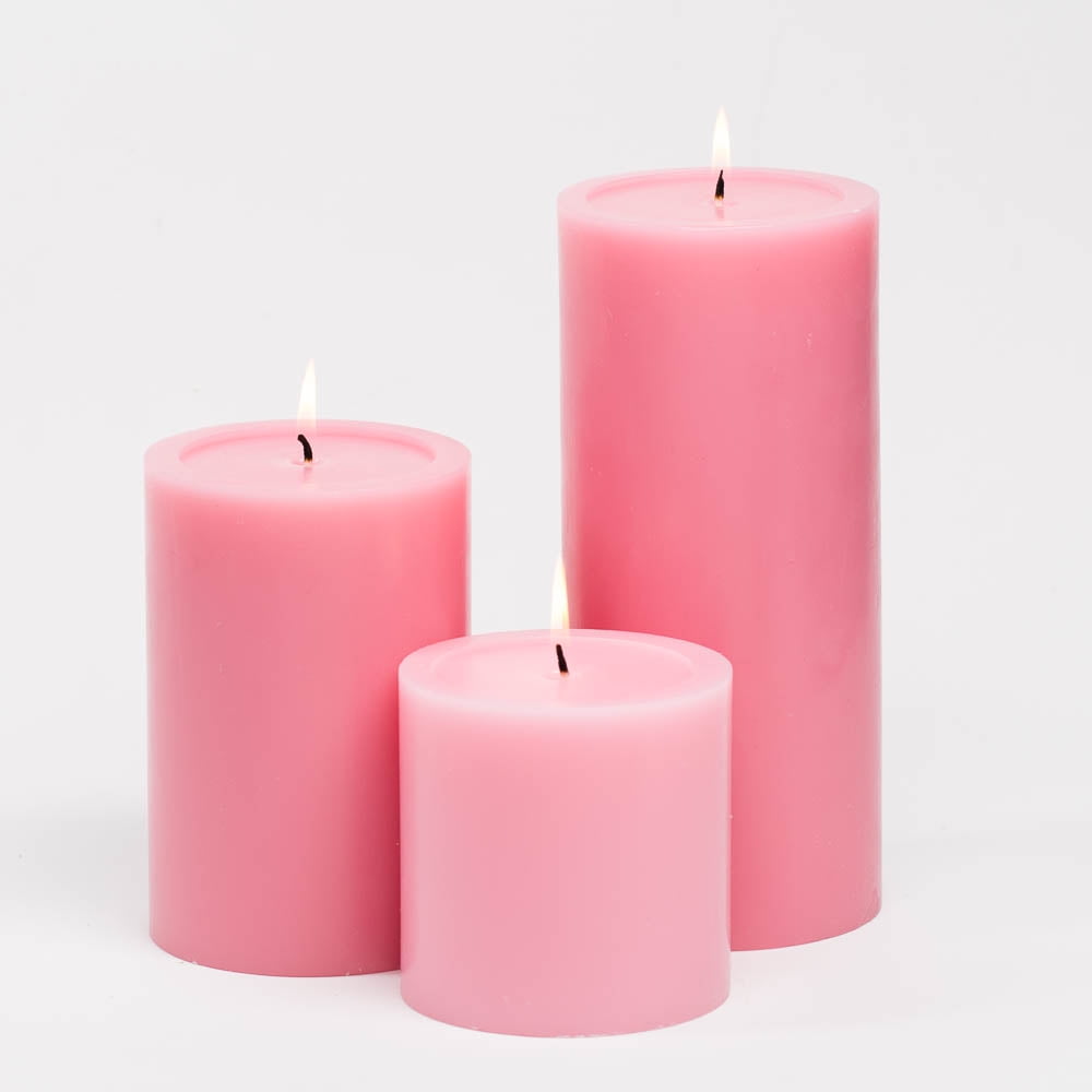 Richland 4" Pillar Candles Pink Set of 3 - Walmart.com - Walmart.com
