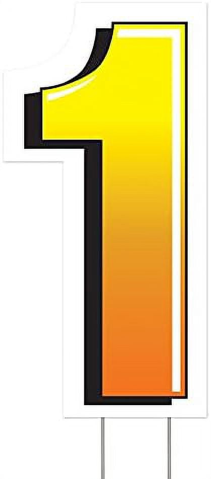 Plastic Number "1" Yard Sign With Metal Stakes - Happy Birthday Party ...