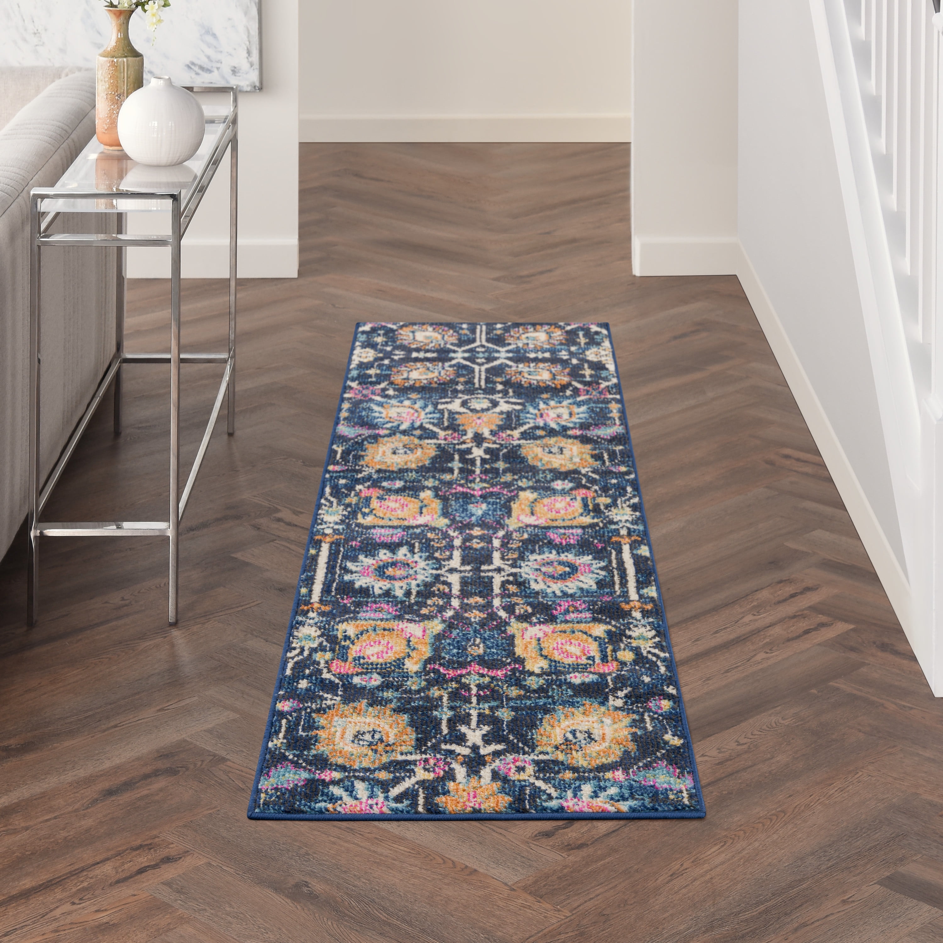 Nourison Passion Floral Navy 1'10" x 6' Area Rug, (2x6) - Walmart.com