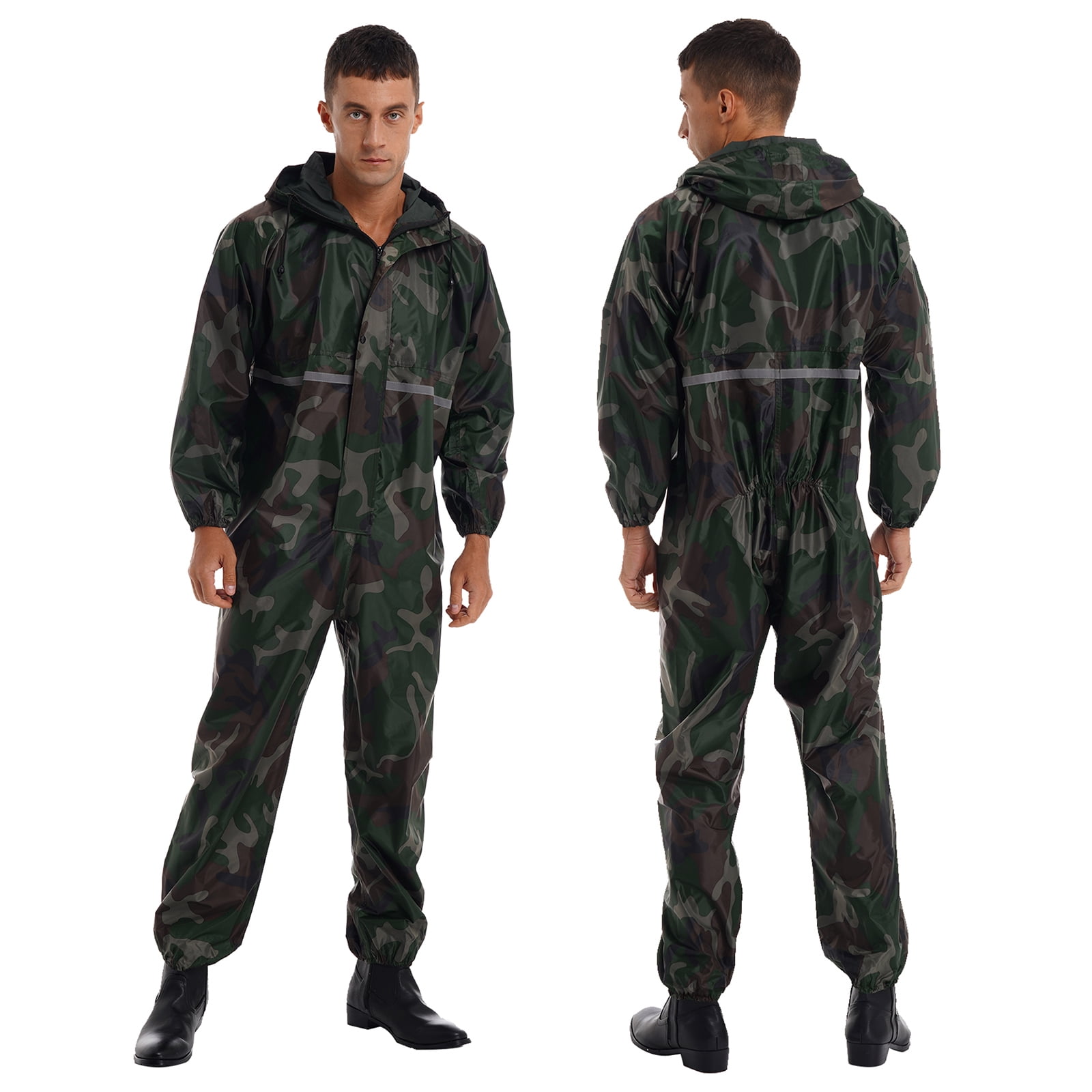 iiniim Mens One Piece Rain Suit Reusable Waterproof Hooded Raincoat ...