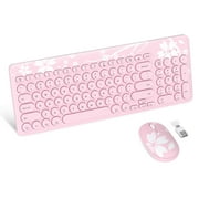Pink Wireless Keyboard Mouse Set