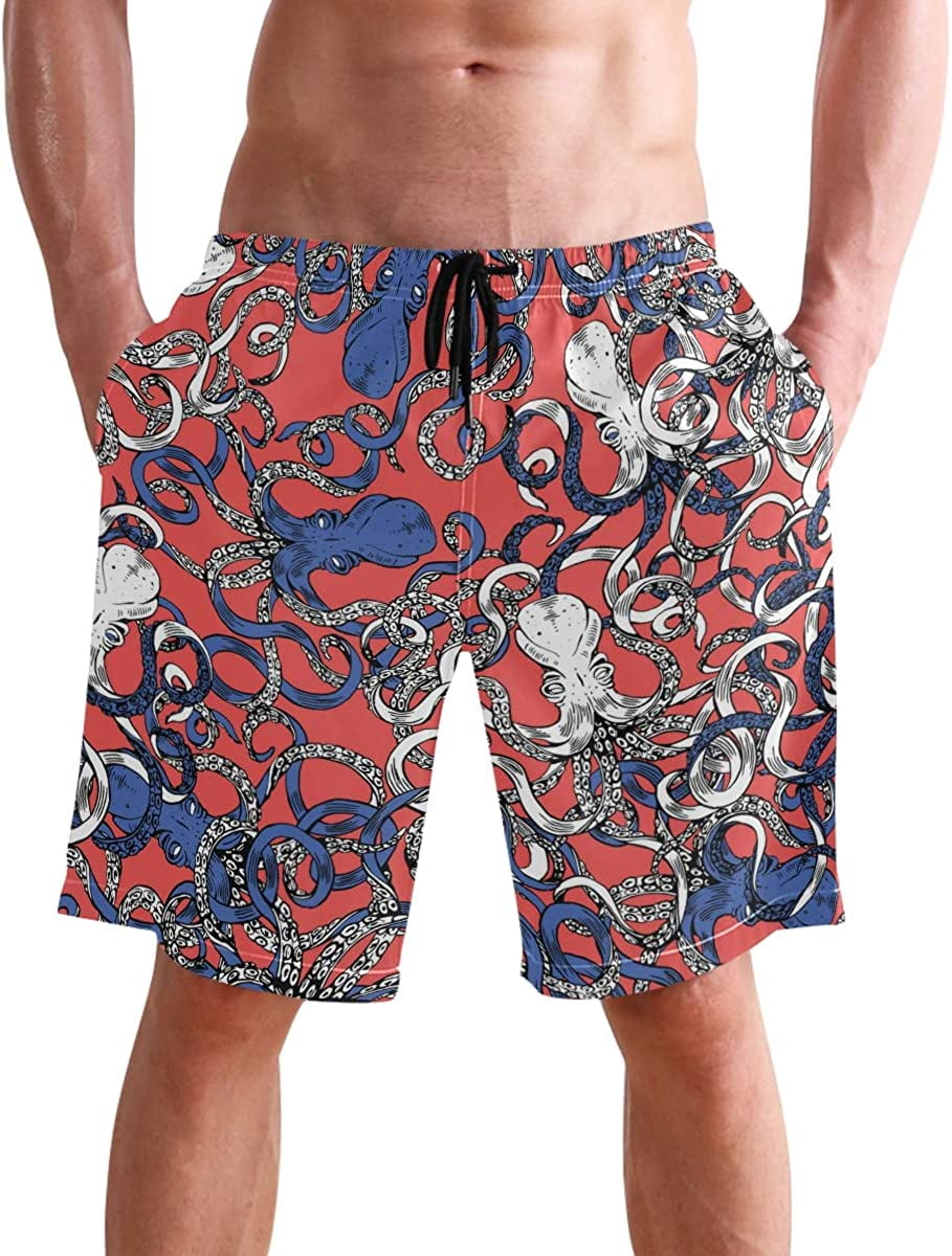 Men's Colorful Octopus Beach Shorts Hot Summer Swim Trunks Sports ...