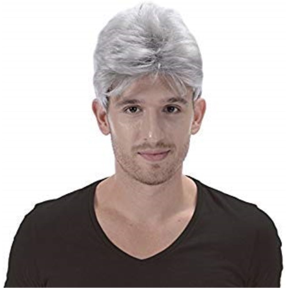 Gray Cosplay Short Wigs For Men Grey Costume Party Christmas Halloween Cheap Synthetic Wig With