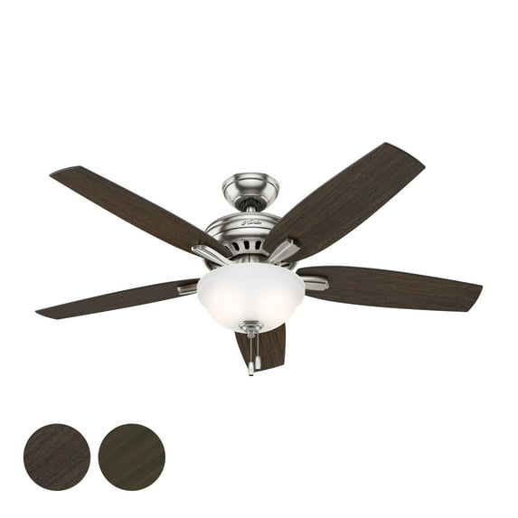 Restored Hunter Fan 52 inch Brushed Nickel Ceiling Fan with Cased White ...