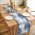 Abstract Mottled Texture Table Runner 13x36 inch Gary Blue Stitching ...
