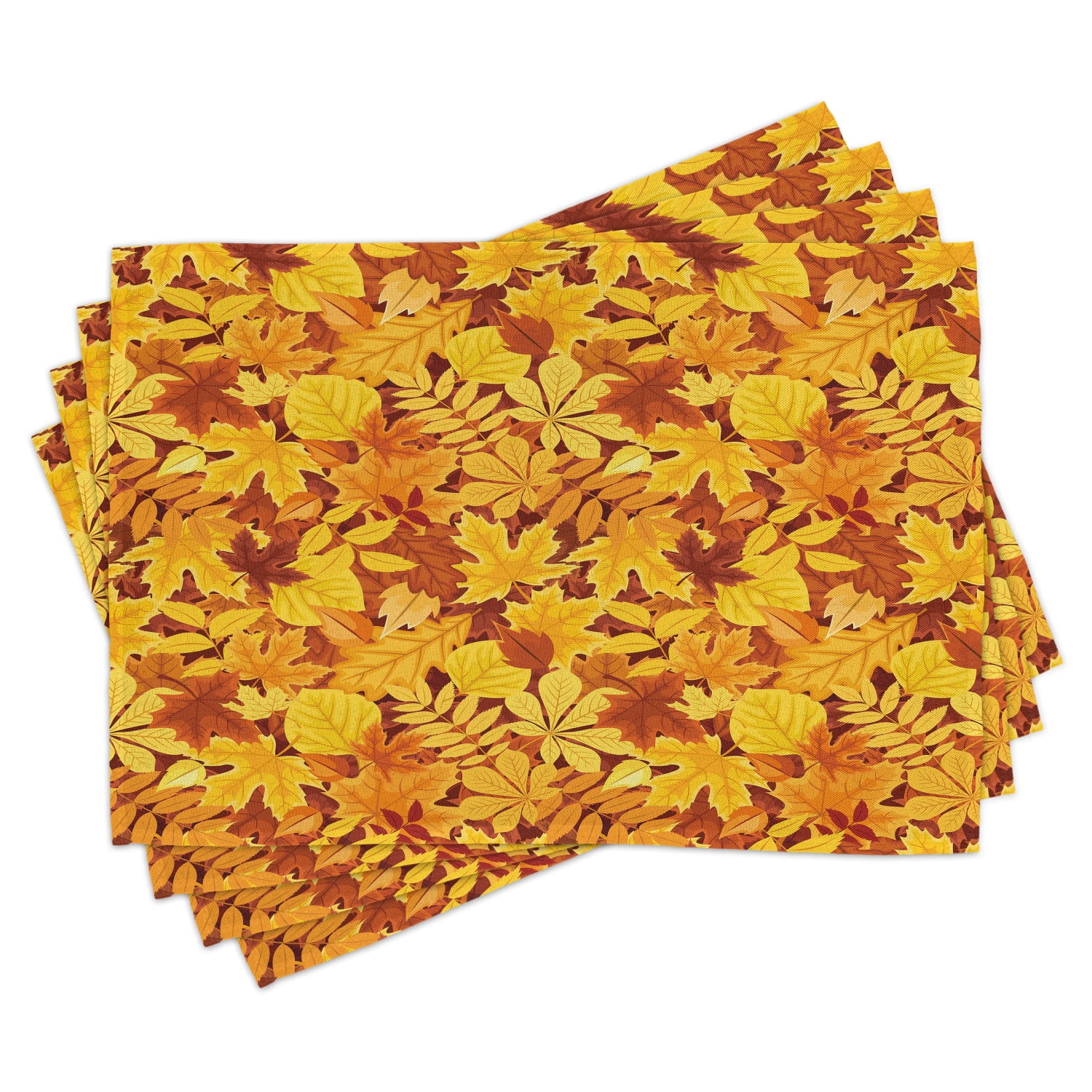 Ambesonne Tree Place Mats Set of 4, Shady Fall Oak Maple Leaf, Standard ...