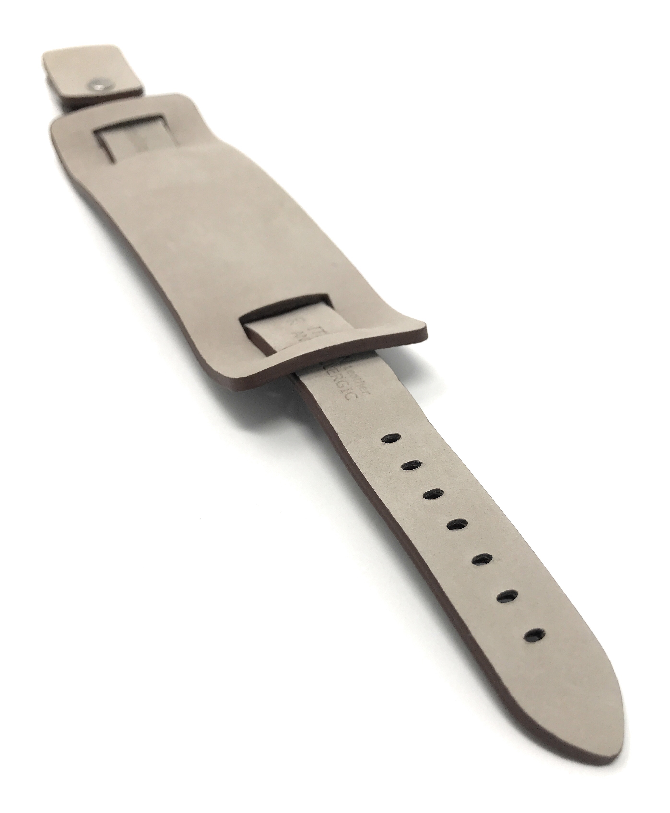 22mm Wide, Leather Biker Watch Band Strap, Rectangular Shape