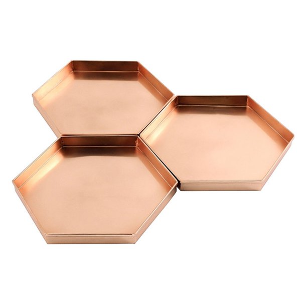 ACHLA Designs Copper Hexagonal Tray - Set of 3 - Walmart.com