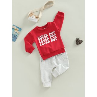 Valentine's Day Toddler Baby Boy Outfits Letter Pullover Sweatshirt Long Sleeve T-Shirt Top ...