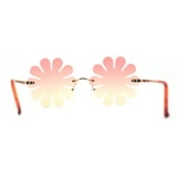 Rimless Daisy Shape Round Bohemian Hippie Sunglasses Gold Red Yellow ...
