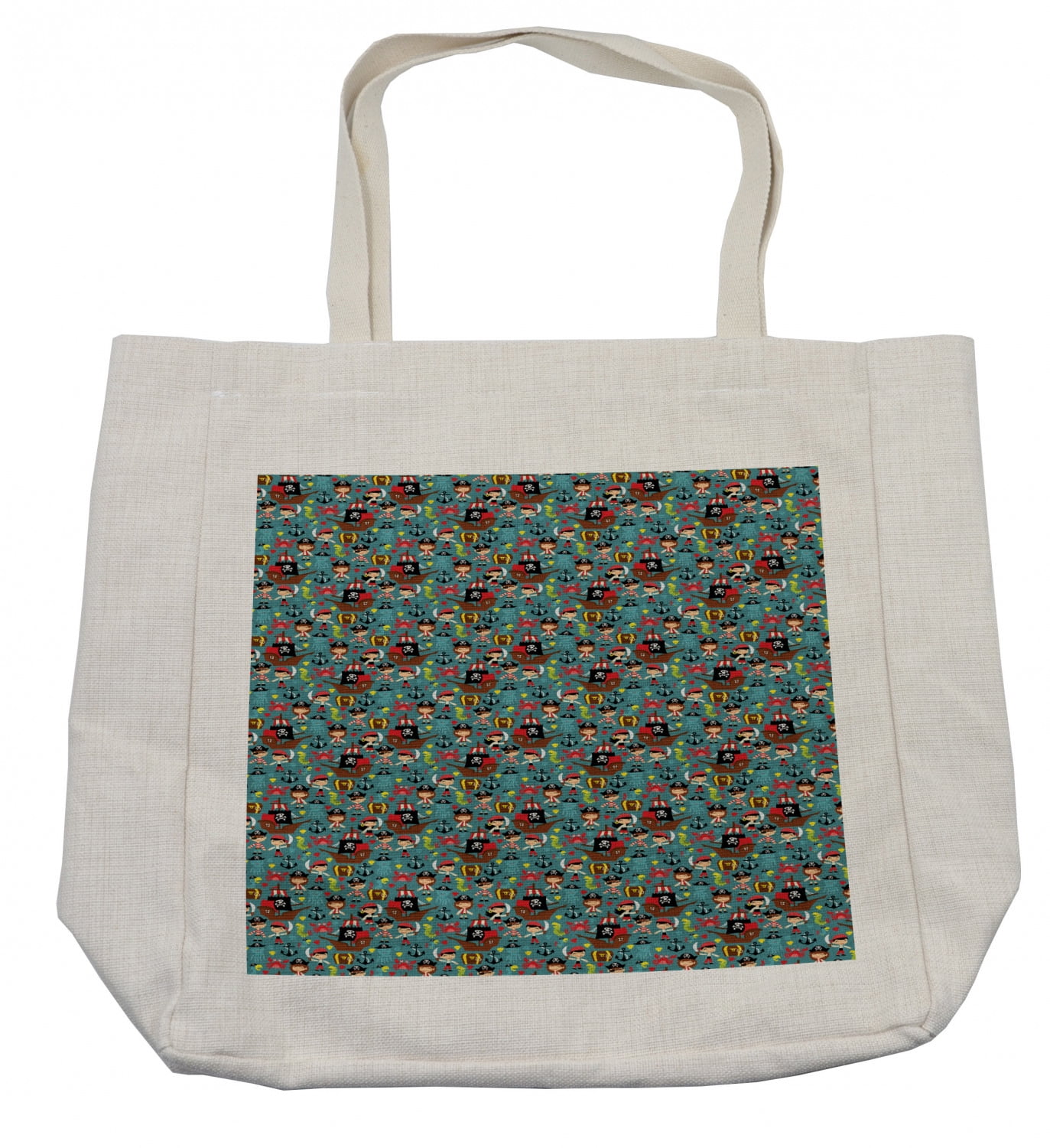 Pirates Shopping Bag, Pattern of Pirate Ships in the Sea Adventure ...