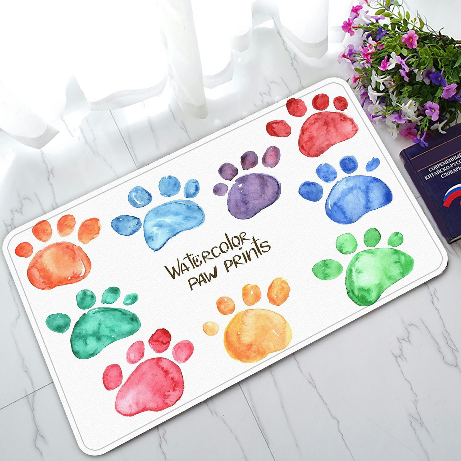ABPHQTO Watercolor Animal Footprints Doormat Entrance Rug Area Rug ...