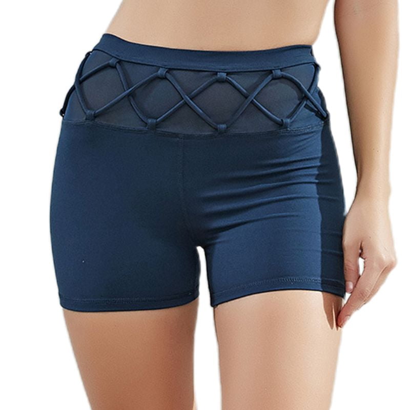 ZUARFY Women Sports Workout High Waist Shorts Mesh Patchwork Cross ...