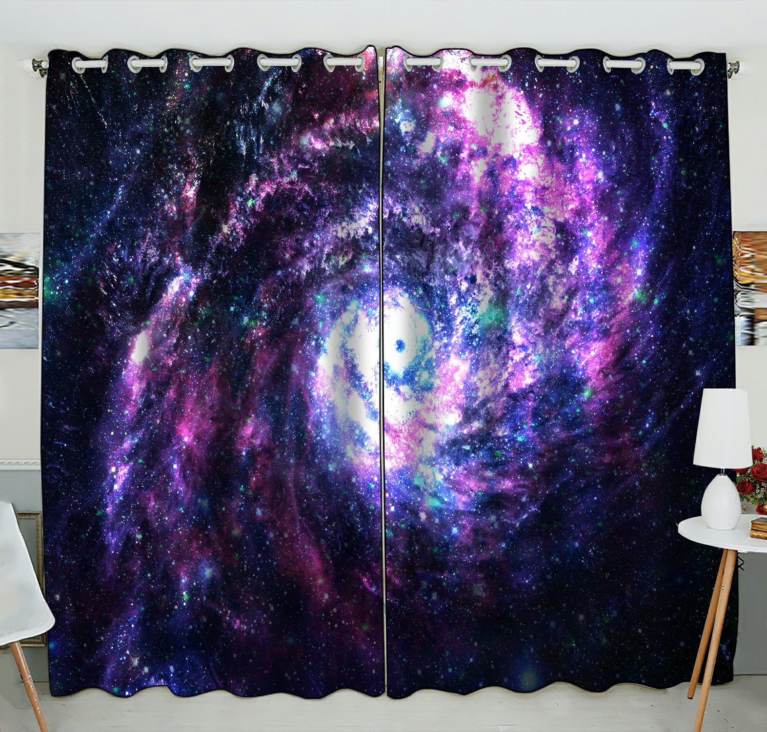 PHFZK Cosmos Cosmic Window Curtain, Incredibly Beautiful Spiral Galaxy ...