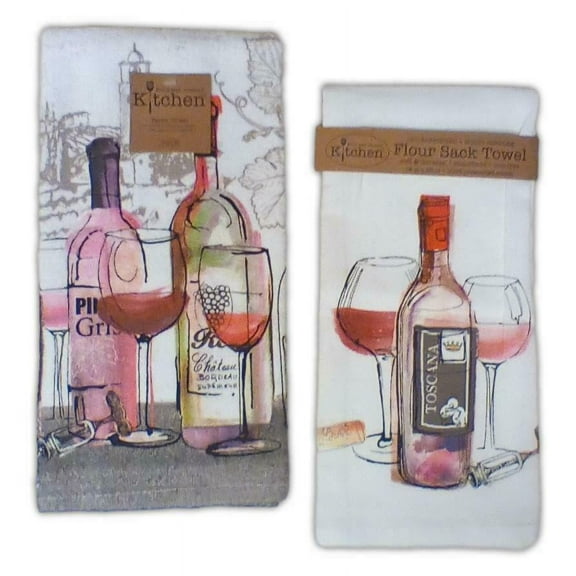 Set Of 2 Choice Wine Terry Kitchen Towels By Kay Dee Designs - Walmart.com