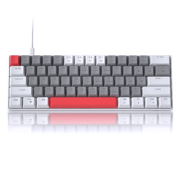 60 Percent Mechanical Gaming Keyboard, Red Gaming Keyboard with Blue ...