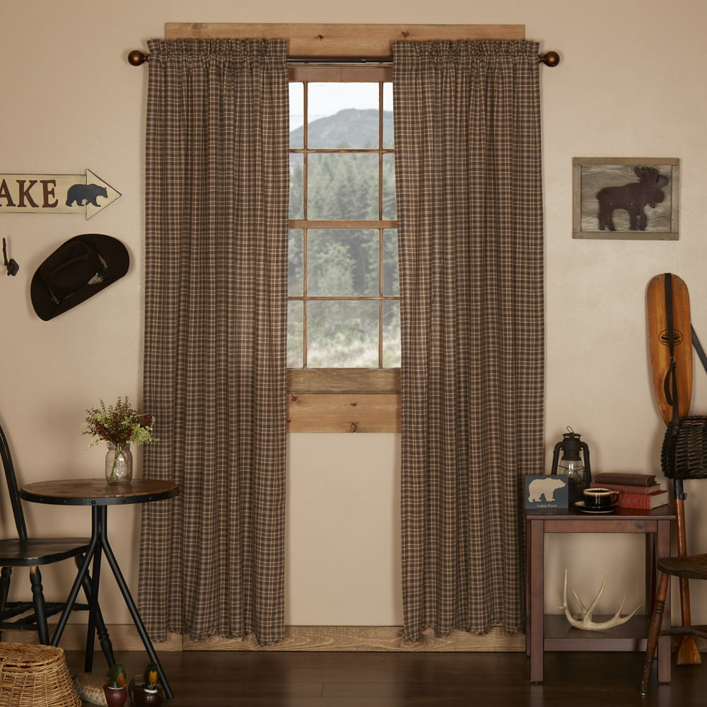 Dark Brown Rustic Curtains Plainfield Rod Pocket Cotton Tie Back(s ...
