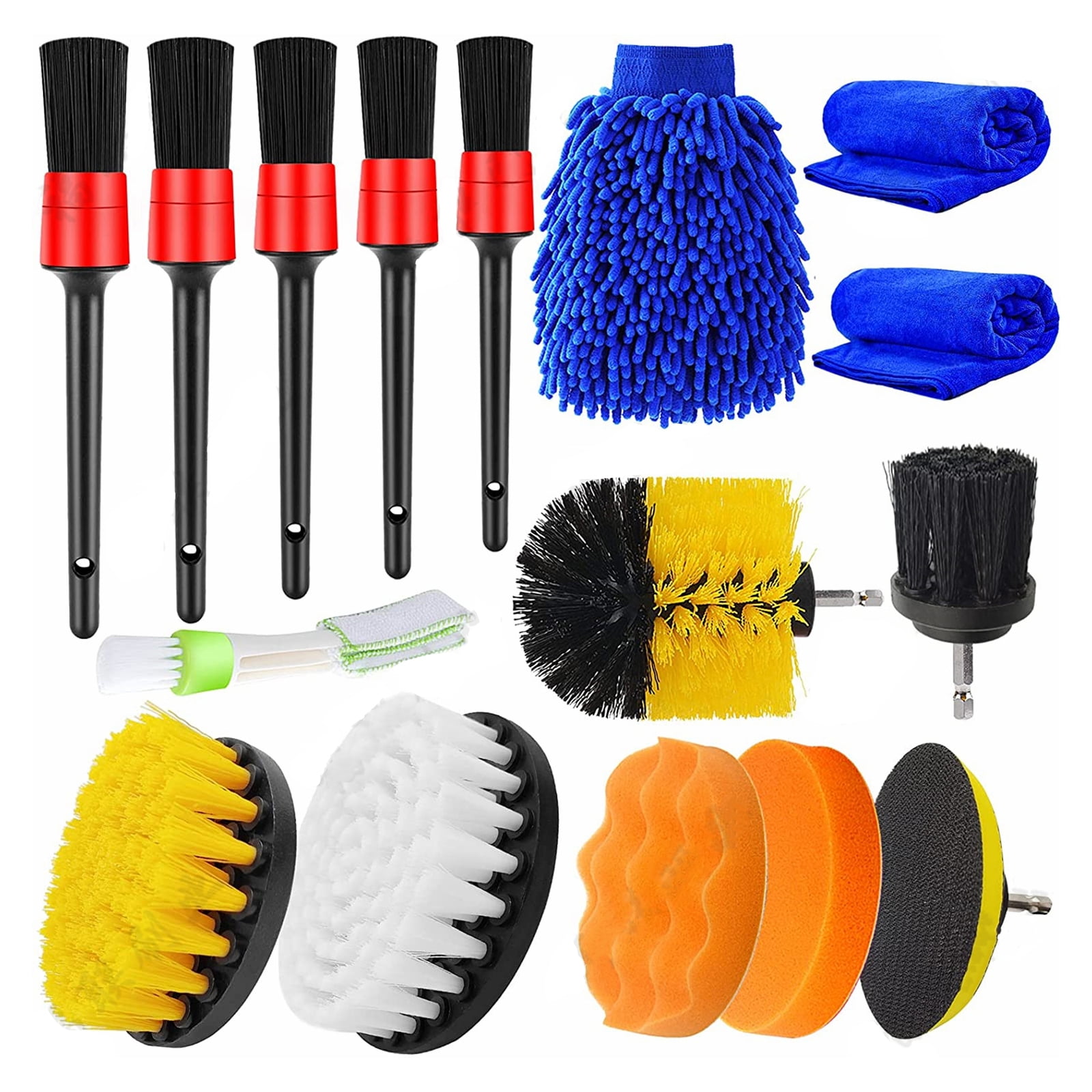 ZIHU 16pcs Car Detailing Brush Set,Drill Brush Set,Car Interior ...