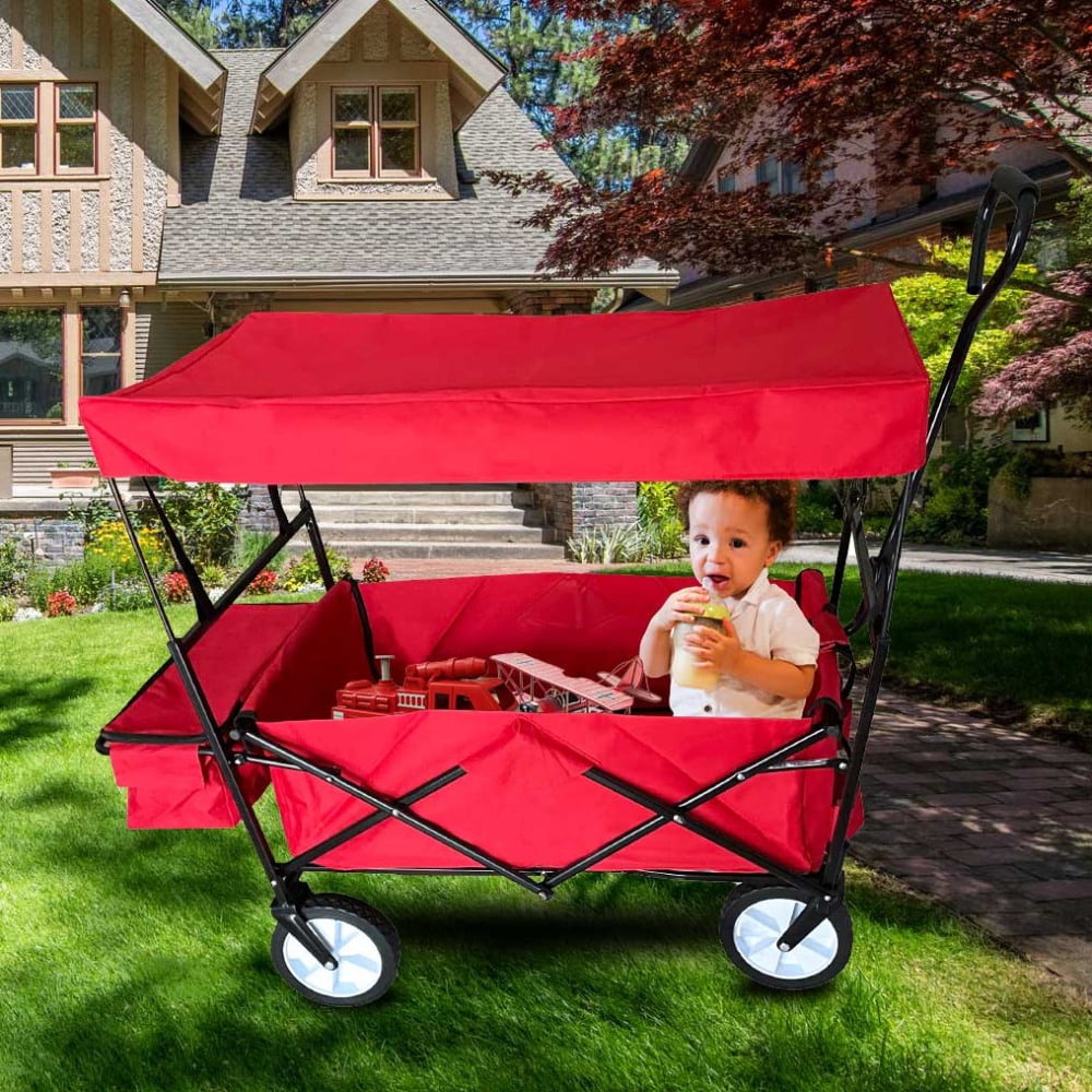 Collapsible Wagon, Adjustable Heavy Duty Folding Utility Car Wagon with ...