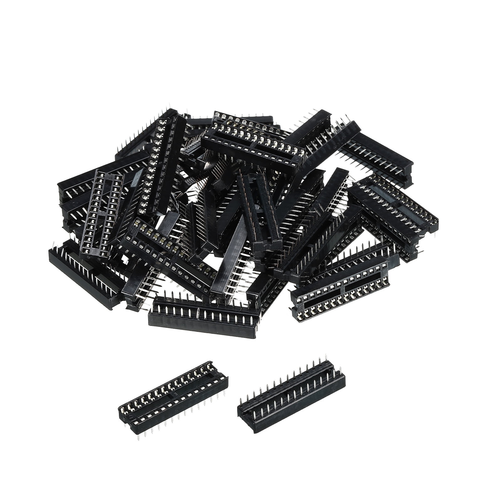 Uxcell Dip Ic Chip Socket Adapter Flat Pin 28p 2 54mm Pitch Ic Socket