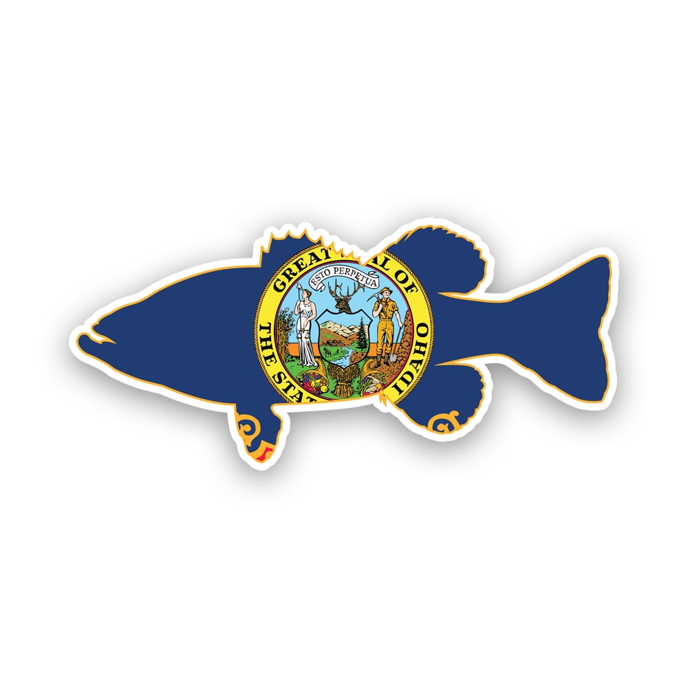 Idaho Bass Flag Sticker Decal - Self Adhesive Vinyl - Weatherproof ...