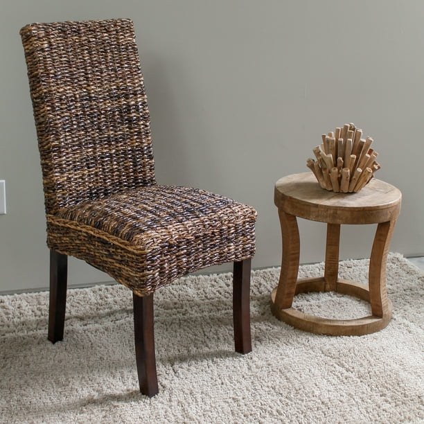 Louisa Abaca Cushioned Seat Dining Chair with Mahogany Hardwood Frame ...