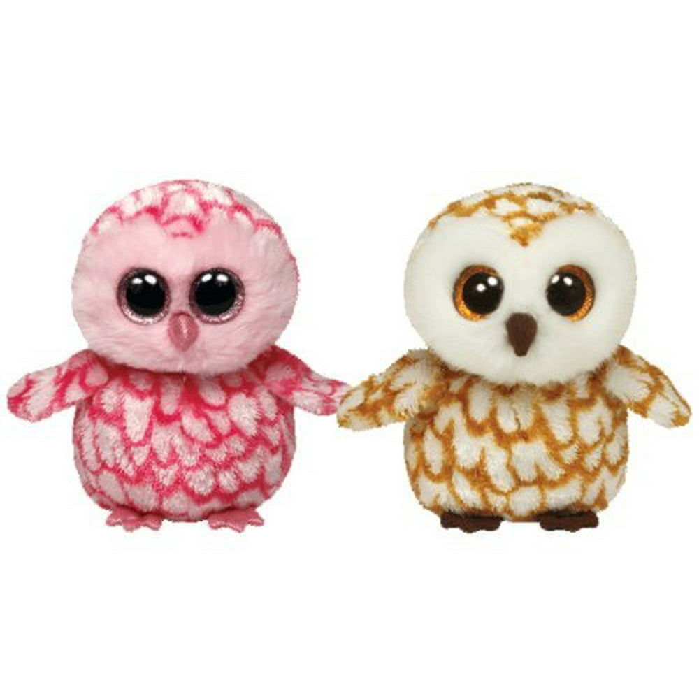 TY Beanie Boos -Swoops and Pinky Owls 2 Piece Set (Glitter Eyes) Small ...