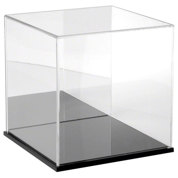 Plymor Clear Acrylic Display Case with Black Base (Mirror Back), 10" x ...