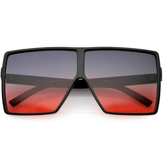 Big Large Oversize Square Sunglasses Flat Top Two Tone Lens 70mm (Black ...