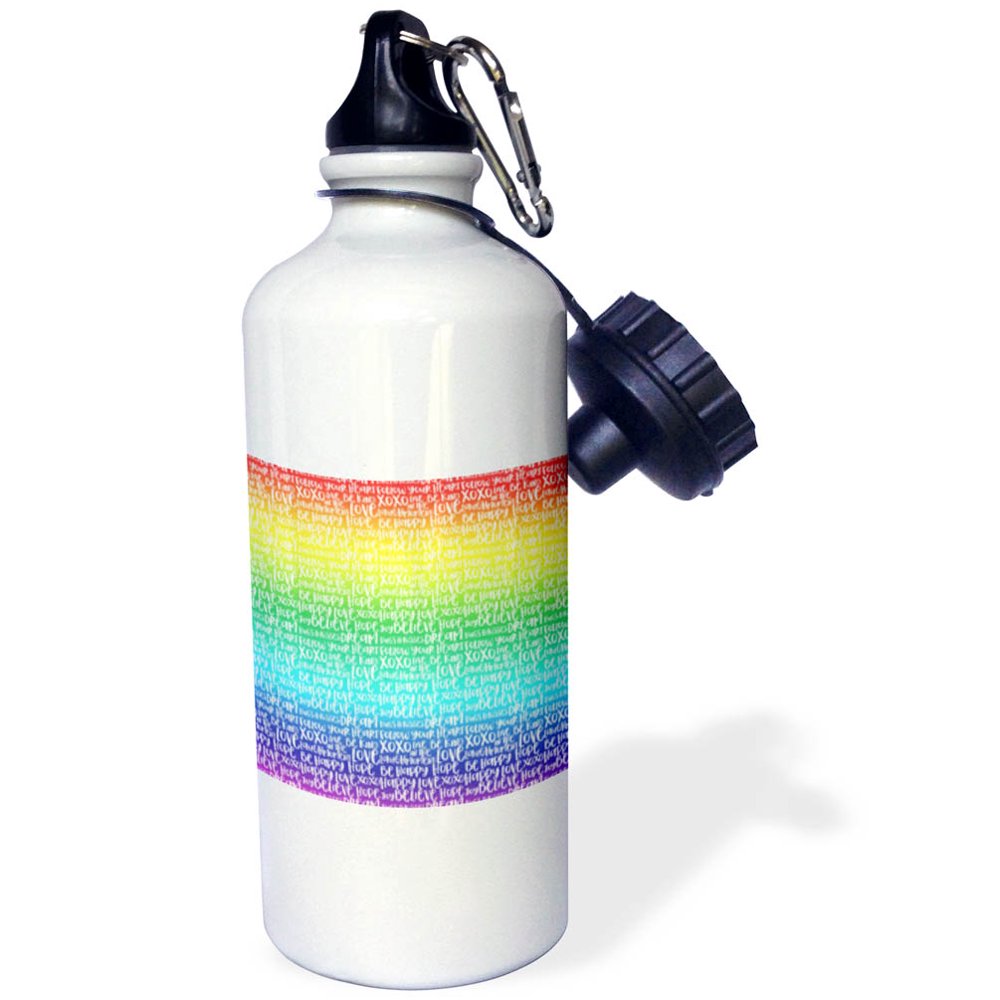 3dRose Picturing Rainbow Inspirational Words - Straw Water Bottle, 21 ...