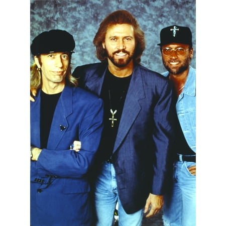 Bee Gees Band Members in Blue Suit and Denim Jacket with Black Flat Cap ...