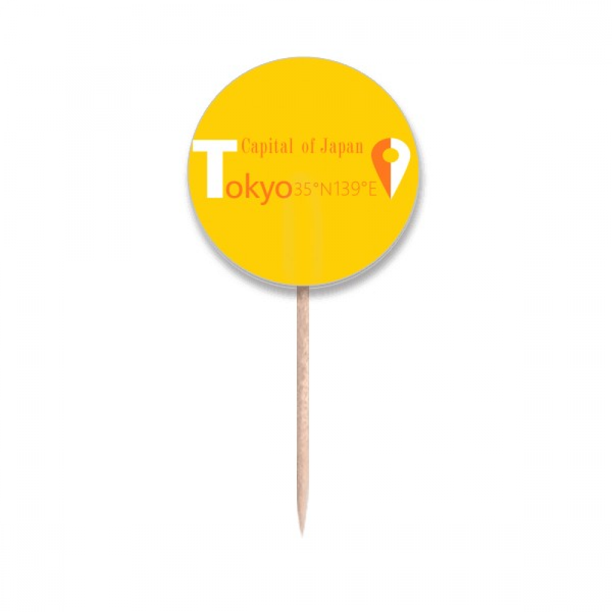 Tokyo Geography Coordinates Trave Toothpick Flags Round Labels Party ...