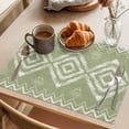 Art Country Cotton Linen Placemats Set of 1, Retro Sage Green Geometric ...
