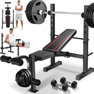 660LBS Adjustable Weight Bench with Squat Rack , 6-in-1 Workout Bench with Leg Extension and ...
