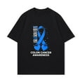 Colon Cancer Awareness T-Shirt Black Blue Ribbon Heart And Words Hope ...