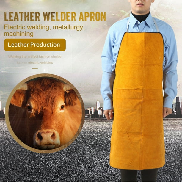 Leather Welder Apron Heavy Duty Flame Retardant Welding Work Apron ...