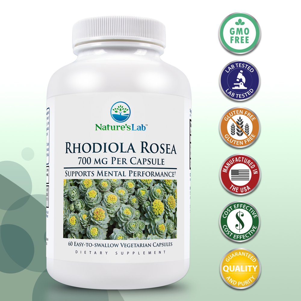 Nature's Lab Rhodiola Rosea, 700 mg - 60 Capsules - Walmart.com ...