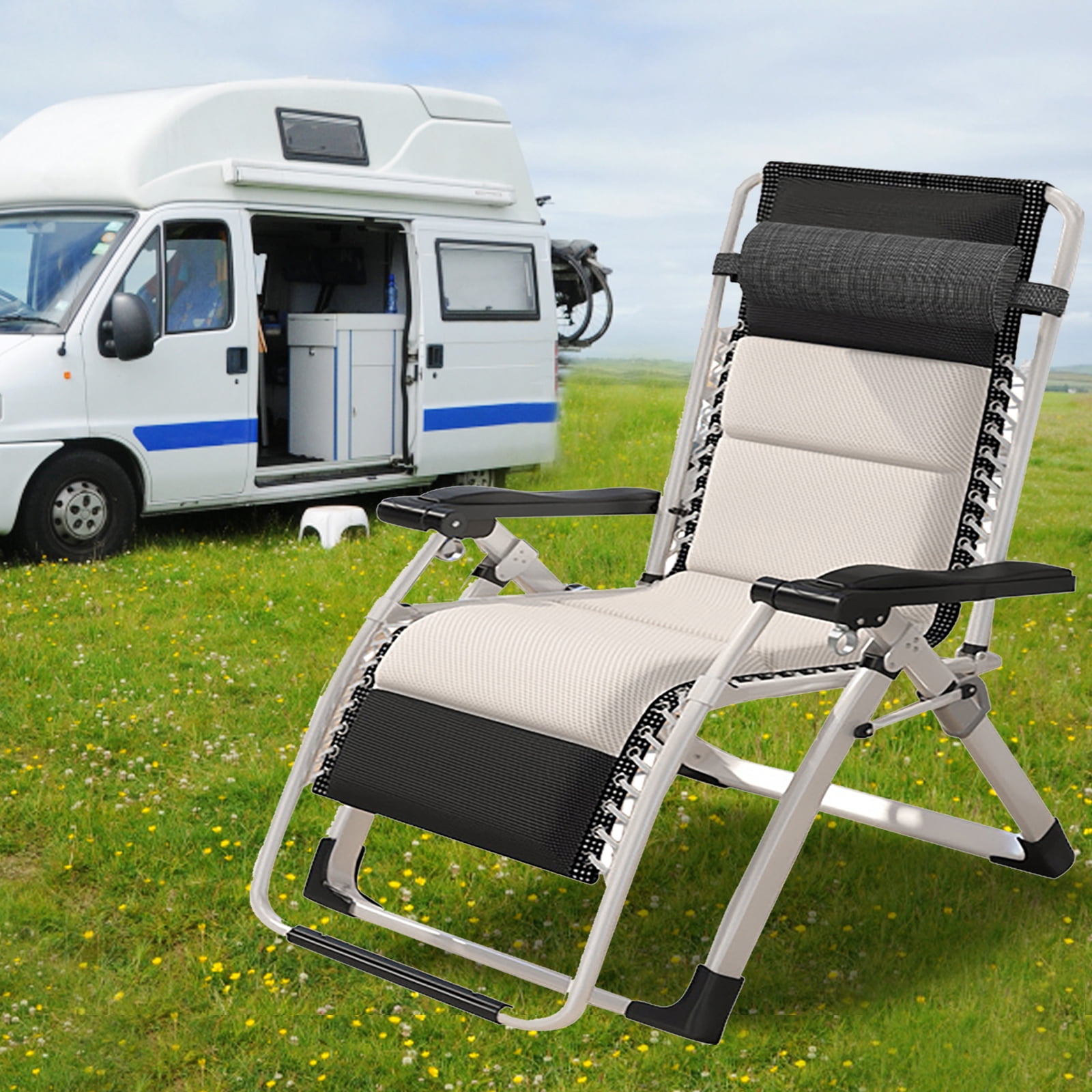 Lilypelle Zero Gravity Chair, Outdoor Padded Lounge Chair with Side ...