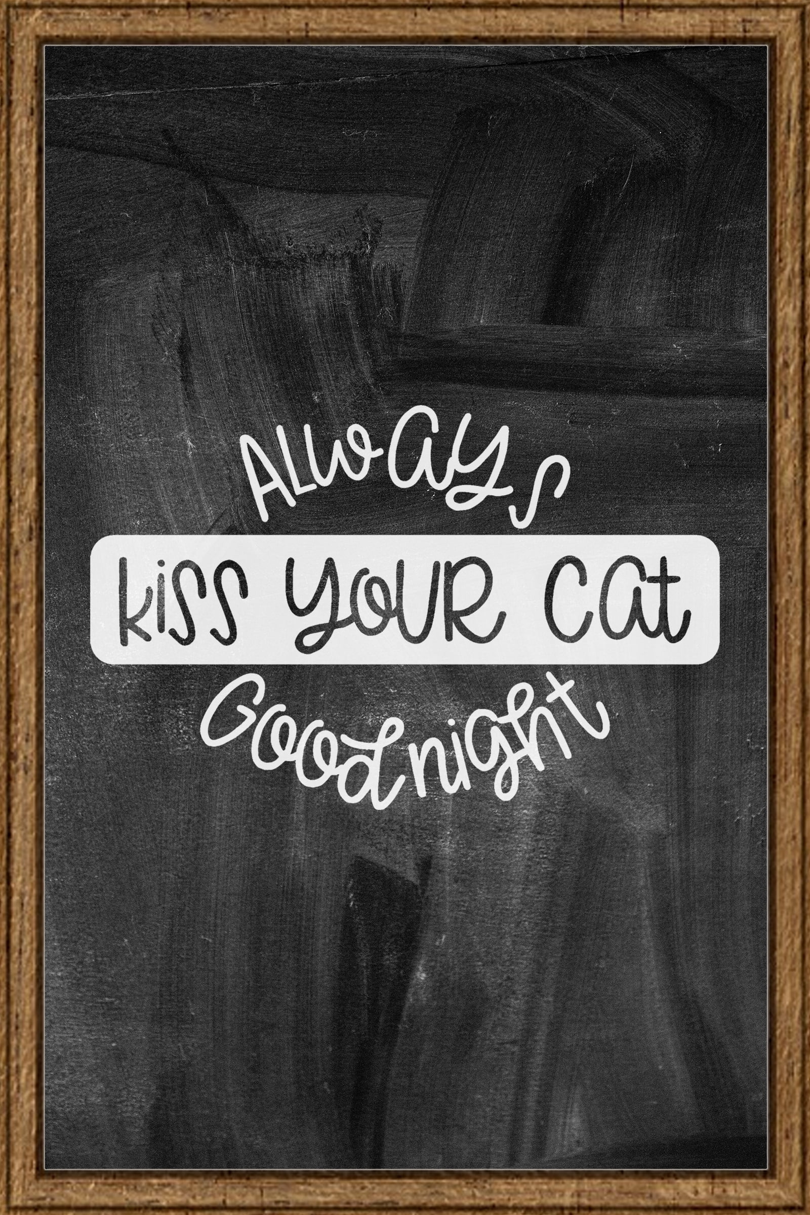 Always kiss your cat goodnight funky cursive love animals pets Tin Sign ...