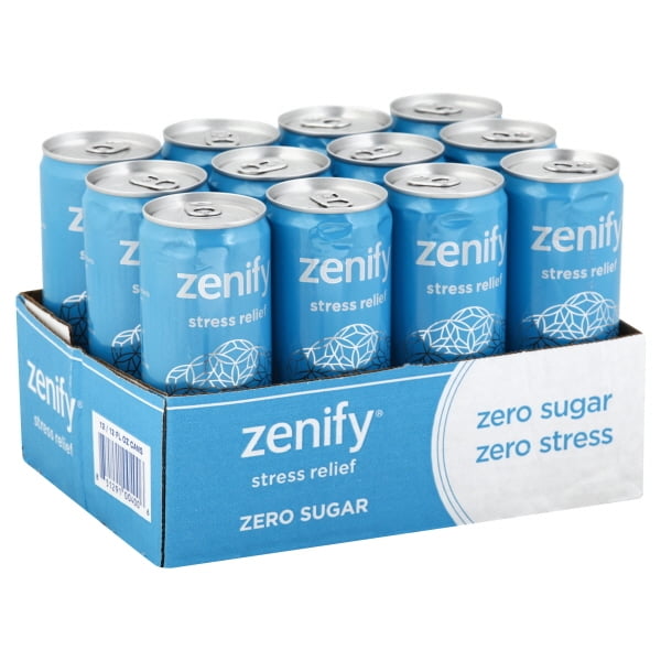 Zenify Zero Sugar All Natural Sparkling Calming Stress Relief Beverage, Formula with L-Theanine ...