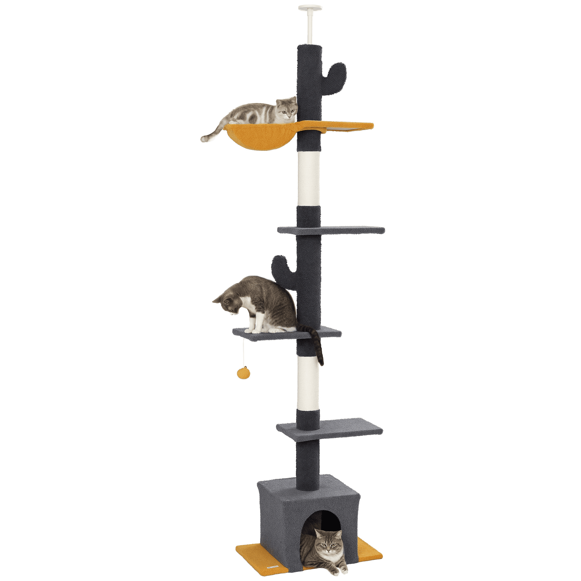 Click here for Pawhut Floor To Ceiling Cat Tree 90.5-108 Adjustab... prices