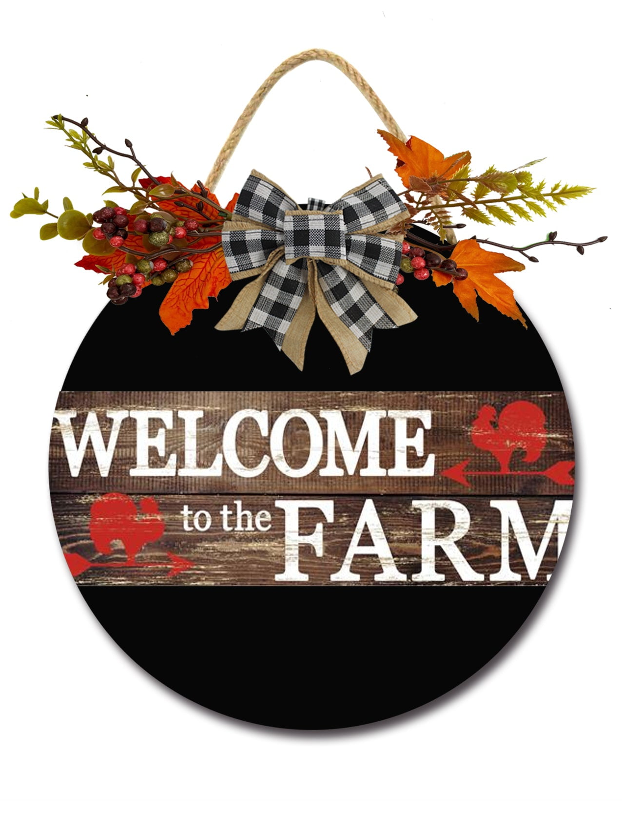 Welcome To The Farm Front Door Sign Funny Wreaths Hanging Wooden Plaque ...