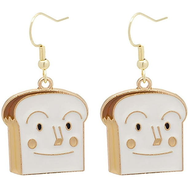 Creative Handmade Mini Simulation Food Toast Dangle Earrings for Women ...