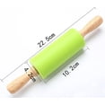 Green Rolling Pin, 9 Inch Silicon Rolling Pin with Wooden Handle for ...