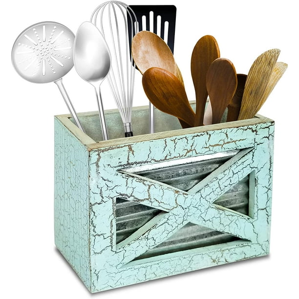 Rustic Utensil Holder Wooden Kitchen Farmhouse Utensil Holder For ...