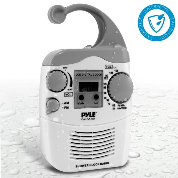 Pyle Psr6 Hanging Waterproof Am Fm Shower Clock Radio