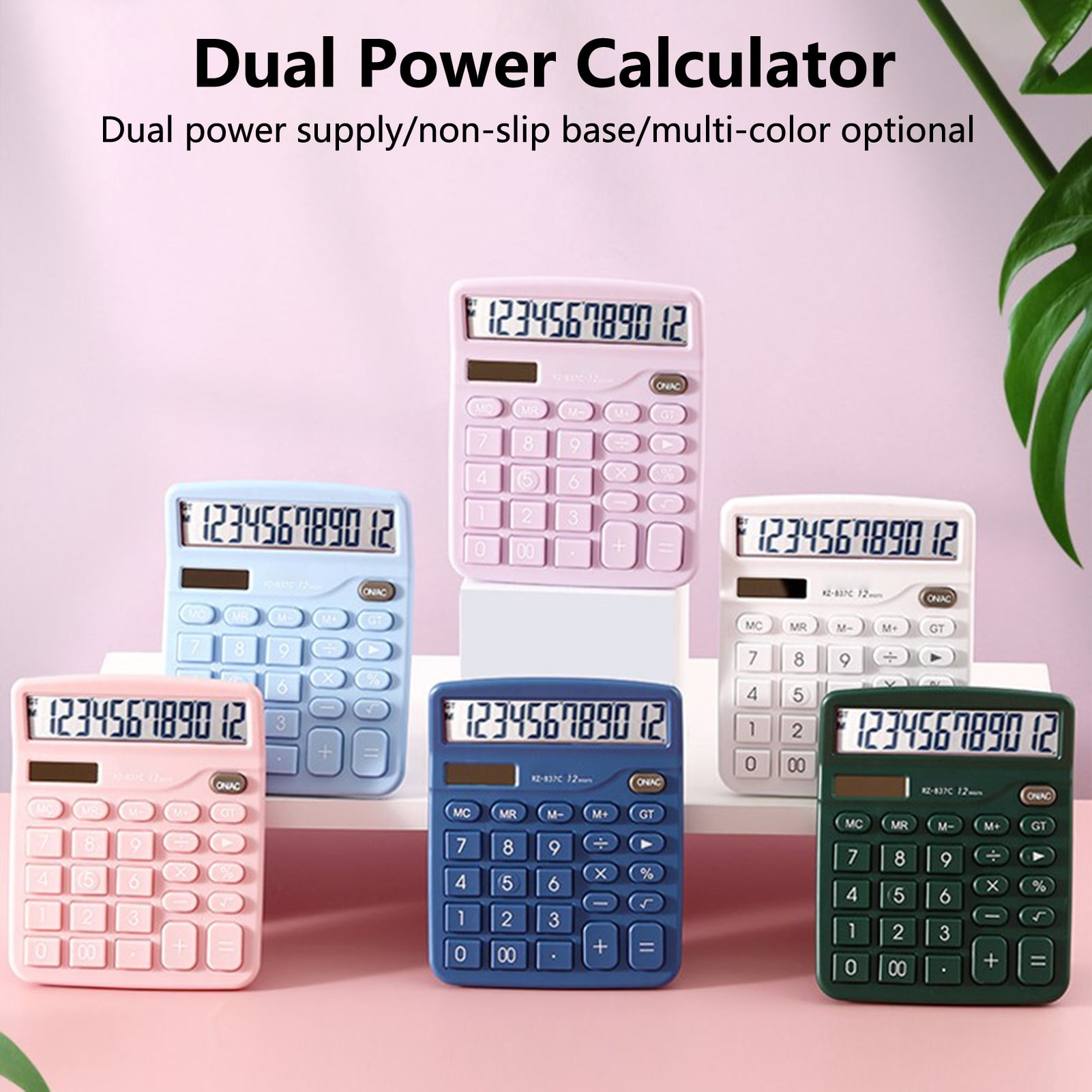 UDIYO Desk Calculator 12 Digit Extra Large LCD Display, Two Way Power ...