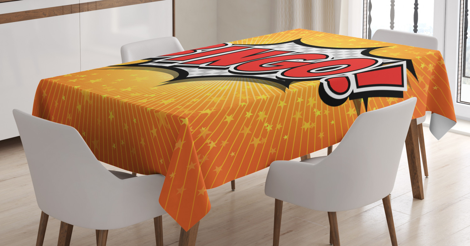 Bingo Tablecloth, Comic Speech Bubble Cartoon Pop Art Retro Style Star ...